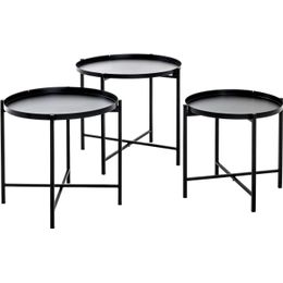 Beistelltisch HAKU, B:39cm H:37cm T:39cm, schwarz, Wohnzimmer, Tische, "Sofatisch, Wohnzimmertisch", rund - aus Metall Schwarz - &Oslash;/H 39/37 und 43/40