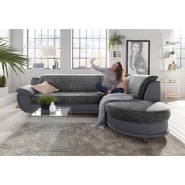 Ecksofa Trendmanufaktur, B:265cm H:85cm T:190cm, grau, Kunstleder SOFTLUX / Struktur (77% Polyester; 23% Polyacryl);Luxus-Microfaser ALCAZAR (100%