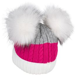 styleBREAKER Jungen Bommelm&uuml;tze "Gestreifte Kinder Bommelm&uuml;tze mit zwei Bommel", wei&szlig;, Modisch, 100% Polyacryl PAN., M&uuml;tzen