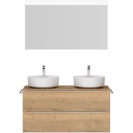 Badm&ouml;bel-Set Nobilia, B:120,3cm H:184,2cm T:48,5cm, braun, Kastenm&ouml;bel-Sets, "Alvene", inkl. Spiegel mit Touch-Sensor, in vier Breiten