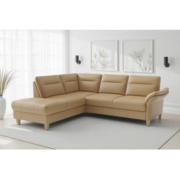 Sit & More Ecksofa SIT & MORE, B:218cm H:90cm T:212cm, grau, Wohnzimmer, Sofas, "Pamela L-Form, Leder, B: 218 cm", optional Armteilverstellung, Schlaffunktion &