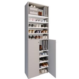 Schuhschrank Vcm, B:70cm T:40cm, grau, Obermaterial: 100% Holz Wood., Flur, Schr&auml;nke, "XL Holz Gro&szlig;er Schuhschrank Schuhkommode Lona 10"