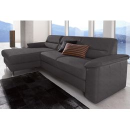 Sit & More Ecksofa SIT & MORE, B:251cm H:85cm T:165cm, grau, NaturLEDER (echtes Rindsleder), Korpus in Kunstleder SOFTLUX;Luxus-Microfaser (100%