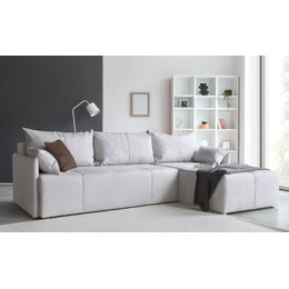 Ecksofa Collection AB, B:263cm H:84cm T:165cm, grau, 100% Polyester, Wohnzimmer, Sofas, "CAB L-Form, B: 263 cm", Schlaffunktion, Bettkasten & 2