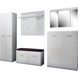 Garderoben-Set Germania, wei&szlig;, Flur, Kastenm&ouml;bel-Sets, "Adana", Farbe wei&szlig; mit Hochglanz Fronten