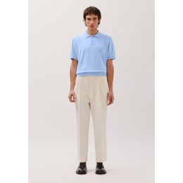 Herren Poloshirt, blau, Gr. M, STUDIO SEIDENSTICKER, unifarben, 90% Baumwolle, 10% Seide, Shirts, Strick Polo Uni