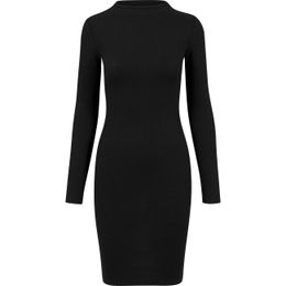 Urban Classics Damen Shirtkleid "Urban Classics Damen Ladies Rib Dress", schwarz, Gr. XS, unifarben, 77% Viskose, 19% Polyester, 4% Elasthan, Kleider