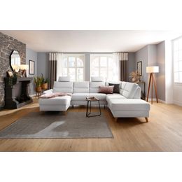 Wohnlandschaft OTTO HOME, B:303cm H:90cm T:213cm, silber, 98% Polyester 2% Polyamid, Sofas, "Westerland U-Form", Federkern, wahlweise Schlaffunktion,
