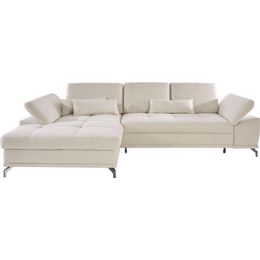 Ecksofa OTTO HOME, B:301cm H:89cm T:176cm, beige, 100% Polyester;Samtoptik (100% Polyester), Wohnzimmer, Sofas, "Costello L-Form, B: 301cm,