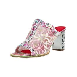 Laura Vita Damen Pantolette "Laura Vita Pantoletten Leder/Textil", Gr. 39, bunt, Leder, Textil, Schuhe