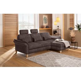 Ecksofa Home Affaire, B:266cm H:89cm T:164cm, braun, Struktur fein (100% Polyester);Struktur (100% Polyester);Luxus-Microfaser Lederoptik (100%