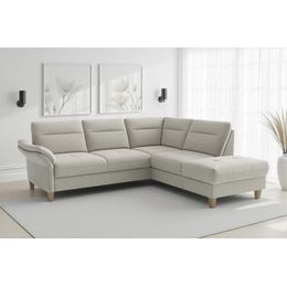 Sit & More Ecksofa SIT & MORE, B:218cm H:90cm T:212cm, beige, 100% Polyester, Wohnzimmer, Sofas, "Pamela, B: 218 cm, L-Form, wahlweise mit Schlaffunktion und