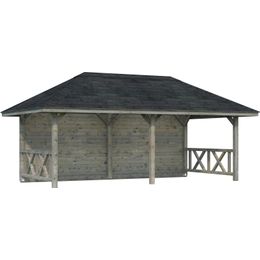 Holzpavillon Palmako, grau, Garten, Pavillons, "Bianca 16,6 m&sup2; Set 2", BxTxH: 588x300x323 cm