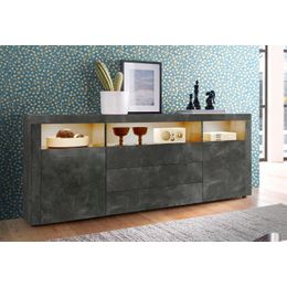 borchardt M&ouml;bel Sideboard BORCHARDT M&Ouml;BEL, B:166cm H:72cm T:35cm, grau, Holzwerkstoff, Wohnzimmer, Sideboards, "Santa F&eacute;, Kommode 166 cm breit", Breite 166 cm