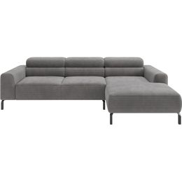 Ecksofa Home Affaire, B:258cm H:71cm T:183cm, grau, 88% Polyester, 12% Polyacryl, Wohnzimmer, Sofas, "Ecksofa, L-Form, incl. Kopfteilverstellung,