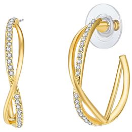 Lulu & Jane LULU & JANE Damen Paar Creolen "Set: LJ233", 30,3mm,mit Steinen, Glas, gold, Glas, Ohrringe, Metall-Legierung
