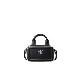 Calvin Klein Damen Mini Bag "CONTRAST CK MINI BAULETTO BAG", schwarz, Lederimitat, unifarben mit Farbeinsatz, Taschen, Mini Bag, Umh&auml;ngetasche,