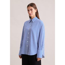 Seidensticker Damen Hemdbluse, blau, Gr. 44, gestreift, 86% Viskose, 14% Polyamid, Blusen, 1/1 Kragen Gestreift