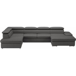 Sit & More Wohnlandschaft SIT & MORE, B:349cm H:73cm T:226cm, braun, NaturLEDER;Spannstoff, Sofas, "Valantine U-Form, B: 349 cm", mit Arm- &