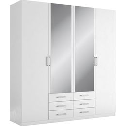 Kleiderschrank Priess, B:185cm H:193cm T:56cm, wei&szlig;, Holzwerkstoff, Schlafzimmer, Schr&auml;nke, "Amsterdam, viel Stauraum durch viele Schubk&auml;sten", mit