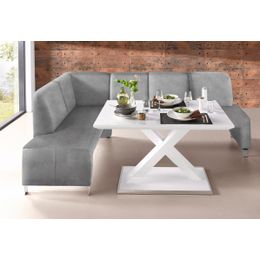 Eckbank, B:243cm H:91cm T:158cm, grau, exxpo - SOFA FASHION, NaturLeder;Strukturstoff (Zusammensetzung: Polyester 100%);Luxus-Microfaser