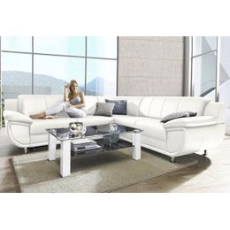 Ecksofa Trendmanufaktur, B:267cm H:85cm T:247cm, wei&szlig;, Microfaser PRIMABELLE (100% Polyester);Kunstleder SOFTLUX;Struktur (54% Polyacryl, 46%