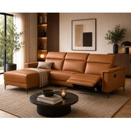 Ecksofa OTTO HOME, B:261cm H:97cm T:179cm, braun, Echtleder 100% Echtleder;Kunstleder 100% Polyurethan, Wohnzimmer, Sofas, "LUND, Naturleder, L-Form,