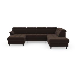 Sit & More Wohnlandschaft SIT & MORE, B:304cm T:216cm, braun, 98% Polyester, 2% Polyamid, Sofas, "Marano U-Form", inklusive Kopfteilverstellung, optional