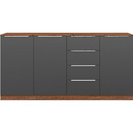 borchardt M&ouml;bel Highboard BORCHARDT M&Ouml;BEL, B:200cm H:99cm T:35cm, grau, Holzwerkstoff, Wohnzimmer, Sideboards, "Oliva, Breite 200cm, moderne Kommode mit gl&auml;nzenden