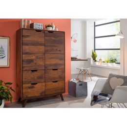 Highboard Sheesham 90x40x145 walnuss gewachst MALM&Ouml; 2 #110