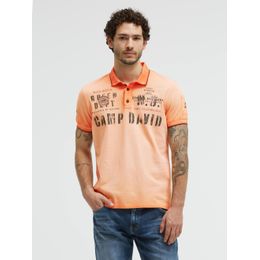 CAMP DAVID Herren Poloshirtmellow orange, Gr. XXXL, bedruckt, Piqu&eacute;, Material: 100% Baumwolle, Shirts, aus Baumwolle