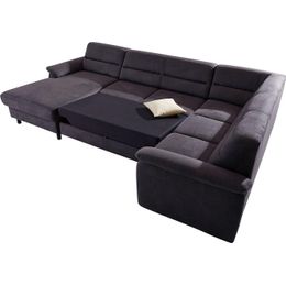 Sit & More Wohnlandschaft SIT & MORE, B:312cm H:85cm T:204cm, grau, NaturLeder in Sitz und R&uuml;cken, Korpus ist mit passendem Kunstleder bezogen.;Luxus-Microfaser