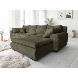 Ecksofa Home Affaire, B:325cm H:87cm T:183cm, gr&uuml;n, Luxus-Microfaser Vintageoptik (100% Polyester);Microfaser Antiklederoptik (100% Polyester),