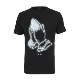 MisterTee Herren T-Shirt "MisterTee Herren Pray Glow Tee", schwarz, Gr. XS, unifarben, 100% Baumwolle, Shirts