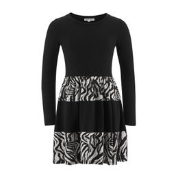 happy girls M&auml;dchen Jerseykleid, schwarz-wei&szlig;, Gr. 122, gemustert, Jersey, Obermaterial: 95% Baumwolle, 5% Elasthan, Kleider, Baumwolle mit Stretch
