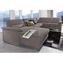 Sit & More Wohnlandschaft SIT & MORE, B:312cm H:85cm T:204cm, grau, NaturLeder in Sitz und R&uuml;cken, Korpus ist mit passendem Kunstleder bezogen.;Luxus-Microfaser