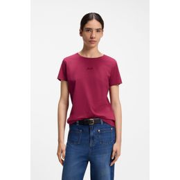 BOSS Orange Damen T-Shirt "Elove Embro Premium Damenmode", rot, Gr. XS, unifarben, Single Jersey, Obermaterial: 100% Baumwolle, Shirts, mit Rundhals,