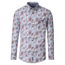 Casamoda Herren Langarmhemd "Casamoda Freizeithemd Langarm Print", blau, Gr. XL, bedruckt, 100% Baumwolle, Hemden