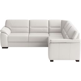 Sit & More Ecksofa SIT & MORE, B:255cm H:88cm T:225cm, wei&szlig;, Wohnzimmer, Sofas, "Montego Leder, L-Form, B: 255cm", wahlweise mit Schlaffunktion und Schubkasten