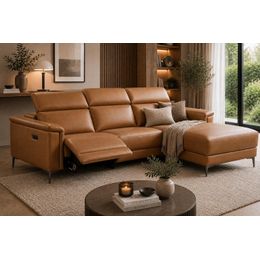 Ecksofa OTTO HOME, B:261cm H:97cm T:179cm, braun, Kunstleder 100% Polyurethan, Wohnzimmer, Sofas, "LUND, Lederoptik, L-Form, 261cm, man./elektr.