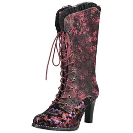 Laura Vita Damen High-Heel-Stiefel "Laura Vita Stiefel Leder/Textil", Gr. 36schwarz, pink, Leder, Textil, Schuhe