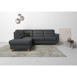Ecksofa Home Affaire, B:236cm H:89cm T:212cm, schwarz, Luxus-Microfaser (100% Polyester);Struktur (100% Polyester);Luxus-Microfaser in Lederoptik