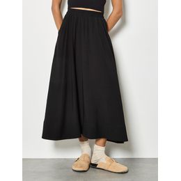 Apricot Damen Midirock "A-Linien-Midirock", schwarz, Gr. 40, uni, gewebt, Obermaterial: 83% Viskose LENZING ECOVERO CV LenzEcov. 17% Nylon NY.,