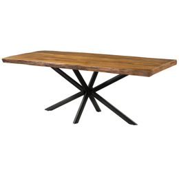 Baumtisch Mango 180x90x76 natur lackiert / Kreuzgestell anthrazit matt FREEFORM 5