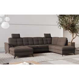 Sit & More Wohnlandschaft SIT & MORE, B:319cm H:92cm T:212cm, braun, 90% Polyester 10% Polyamid, Sofas, "Zora", wahlweise mit Schlaffunktion und Bettkasten