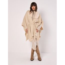 Apricot Damen Strickjacke "mit Kunstfell", beige, uni, Strick, Obermaterial: 97% Polyacryl PAN. 3% Polyamid PA., Strickjacken, mit Bindeband