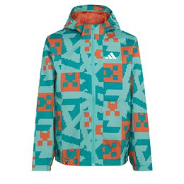 adidas terrex Performance Jacket 'Adidas x Minecraft' boy size 140 Turquoise / Cyan blue / Dark orange