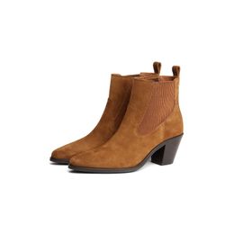 Tommy Hilfiger Damen Chelseaboots "SUEDE WESTERN CHELSEA BOOT", Gr. 36hellbraun, Elastischer Einsatz, Veloursleder, Schuhe, Trichterabsatz,