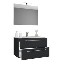 Waschtisch Vcm, B:60cm T:46cm, schwarz, Badezimmer, Waschtische, "3-tlg. Waschplatz Waschtisch Badinos Schublade SP"