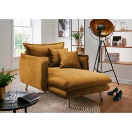 Loveseat Home Affaire, B:111cm H:101cm T:167cm, gelb, 100% Polyester, Sessel, "Lazio, 111 cm breit, modern und bequem", Velours, inkl. R&uuml;cken- und